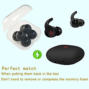 Luckvan Memory Foam Ear Tips for Beats Fit Pro Replacement Eartips for Beats Earbuds Tips Fit Iin Beats Fit Pro Case, Black LMS