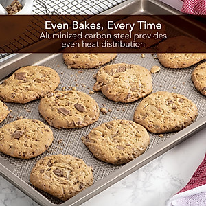 GoodCook Sweet Creations Textured Nonstick Large Cookie Baking Sheet, 17" x 11" x 1", Champagne Pewter