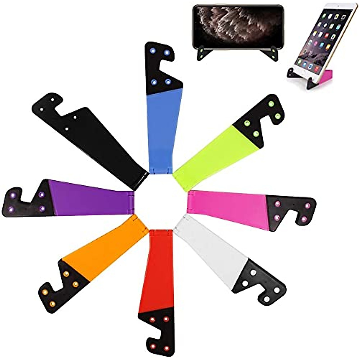 8 PCS Universal Pocket-Sized Colorful Portable Foldable V Model Mobile Phone Holder, SourceTon Desktop Stand Mount Holder Cradle Compatible with iPads,Tablets,E-Readers,Cellphones, Kindles, Pack of 8