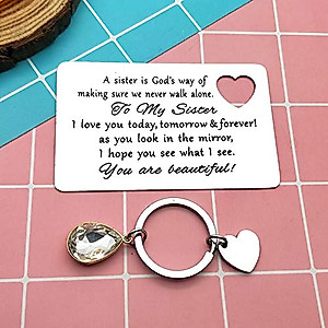 Sister Wallet Card Sister Gifts from Sister Brother, Soul Sisters Bestie Gift for Women, A Sister is God's Way of Making Sure We Never Walk Alone Gifts for My Little Big Sister Christmas Birthday Gift