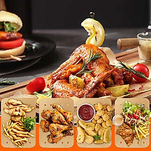 200 Pcs Air Fryer Disposable Paper Liners, Air Fryer Liners, Parchment Paper for Baking, Nonstick Perforated Air Fryer Accessories, HOFHTD Baking Papers for Ninja DZ201 Foodi 6-in-1 8-qt. 2-Basket