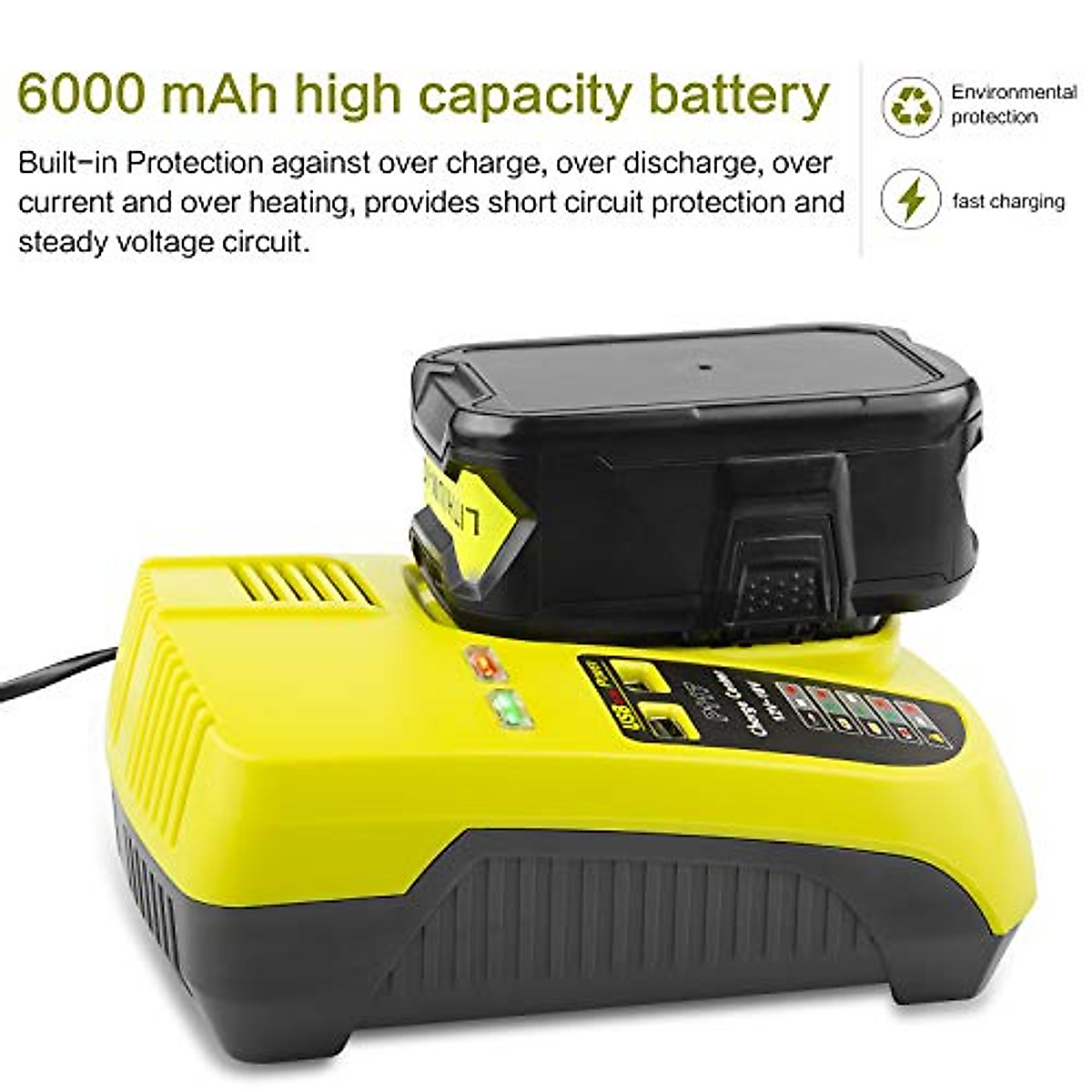 Upgrade 18V 6.0Ah P108 Battery Replacement for Ryobi 18 Volt Battery Lithium P102 P103 P104 P105 P107 P109 P122 Ryobi ONE+ Cordless Drill Tool (1Pack)