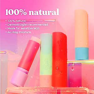 eos 100% Natural Lip Balms- Coconut Milk, Pineapple Passionfruit, Watermelon Frosé & Raspberry Kiwi Splash, All-Day Moisture Lip Care, 0.14 oz, 4-Pack