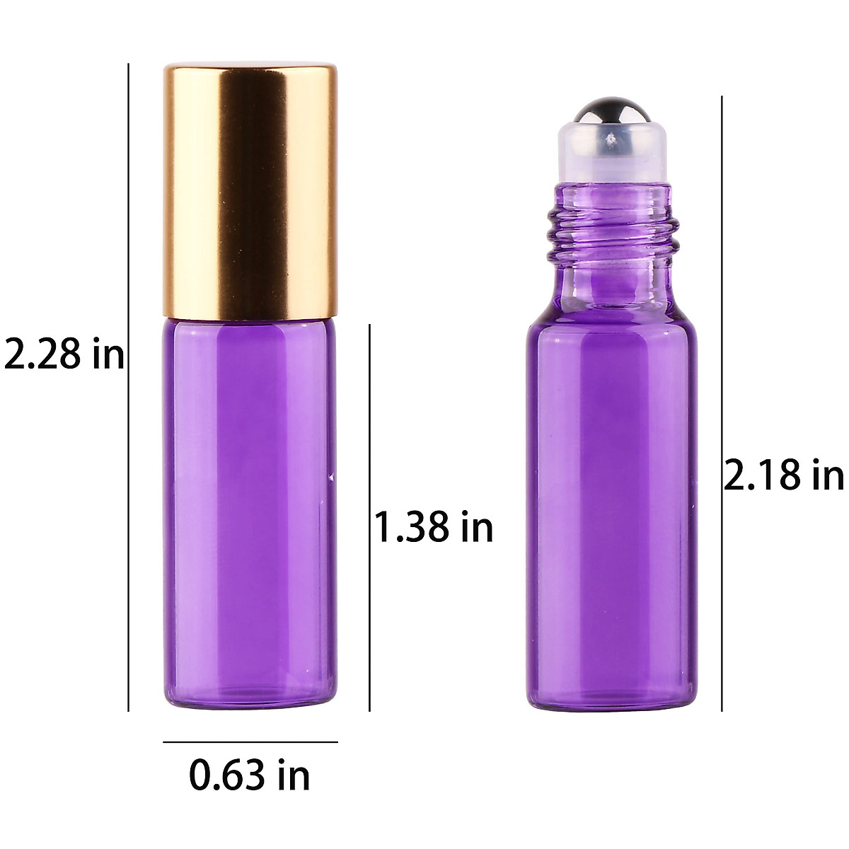 MaxMau 24 Pack Essential Oils Roller Bottles,5ml Roll On Bottles Colouful Glass Bottles Steel Roller Balls Metal Cap for Aromatherapy Perfume