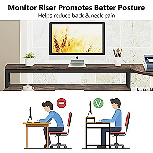 Tribesigns Computer Desk with Hutch and Storage Shelves, 63” Industrial Home Office Desk with Monitor Stand File Drawer Writing Table Workstation for Home Office (Rustic Brown)