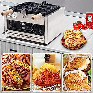 3Pcs Taiyaki Fish Waffle Maker, 1500W Commercial Electric Non Stick Fish-shaped Waffle Machine, Waffle Iron Baker Machine, Electric Corn Dog Waffle Maker Hot Dog Muffin Machine for Party Cafe Tea Shop