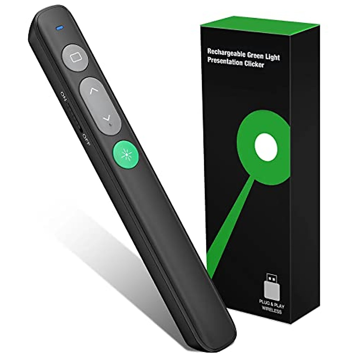 Presentation Clicker Wireless Presenter Remote Powerpoint Clicker with Green Light Pointer Cat Toy, Slide Advancer PPT Clicker for PowerPoint Presentations Remote USB Control for Mac, Laptop,Computer