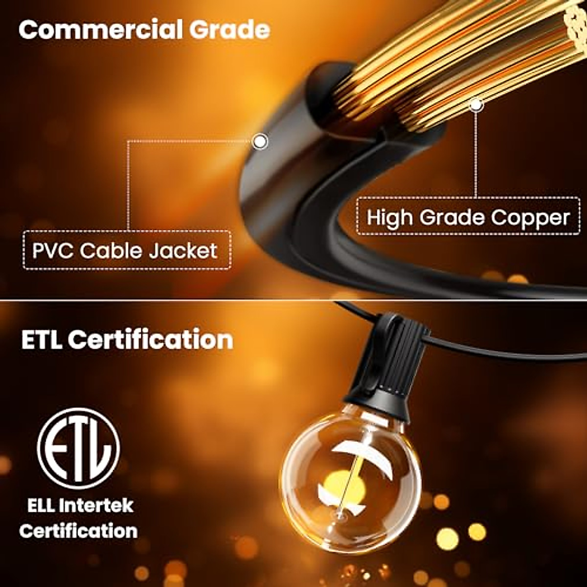 Yuusei Outdoor String Lights with Remote, 25Ft Dimmable LED Patio String Light with 12+1 Shatterproof G40 Bulbs, IP45 Waterproof Linkable Hanging Lights for Yard, Bistro, Porch,Cafe,2500K Warm White