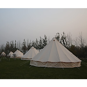 WINTENT Waterproof 4 Season Cotton Canvas Bell Tent with Stove Hole and Electric Cable Hole for 4/6/8/10/12 Persons (Cotton Tent, 3M/9.84ft)