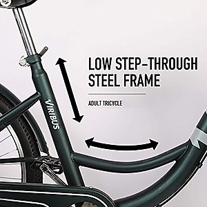 Viribus 24" or 26" Adult Tricycle with Removable Wheeled Basket, Single Speed Cargo Cruiser Trike Bike with Front Basket and Dustproof Bag, Three Wheel Bike for Shopping, Mens or Womens Tricycle