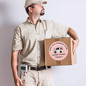 1.5 Inch Postal Worker Thank You Stickers for Small Businesses 500Pcs Post Mailman/Worker Appreciation Label Happy Mail Themed Thank You Postal Worker/Mailer Stickers for Package Delivery Box Sealing
