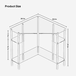 Eglaf Acrylic Triangle Corner Desk - Computer Desk with Storage for Small Space, 90-Degrees, 28.5 x 28.5 inches, Home Office Desk Study Desk, for Living Room, Bedroom, Office, Easy Assembly