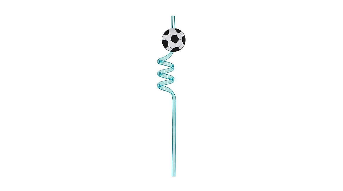 Soccer Ball Party Drinking Straws - 12 Pack for Soccer Theme Events