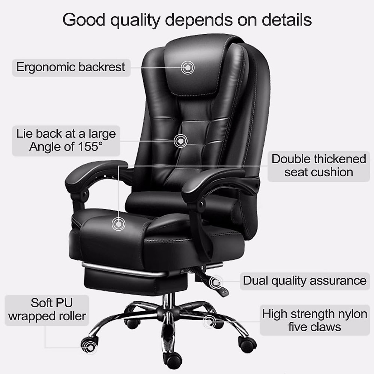 XUEGW Home Computer Chairs Office Gaming Chairs Big and Tall Desk Chair Back Support Computer Desk Chair Ergonomic High Back Chair Managerial Executive Desk Chair with Footrest Adaptive eeting Rooms