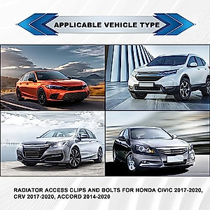 Engine Lower Cover Pin Screws, 6PCS Radiator Engine Access Cover Pin Clip Screw 90674-TY2-A01 and 2PCS Lower Engine Cover Bolt 90105-TBA-A00, Compatible with Honda Accord CRV Civic(1 Set, 8Pcs)