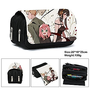 Anya Forger Cosplay Pencil Case 4 Compartments Pencil Pouch Portable Large Storage Canvas Pen Bag for School Teen Girl Boy Men Women