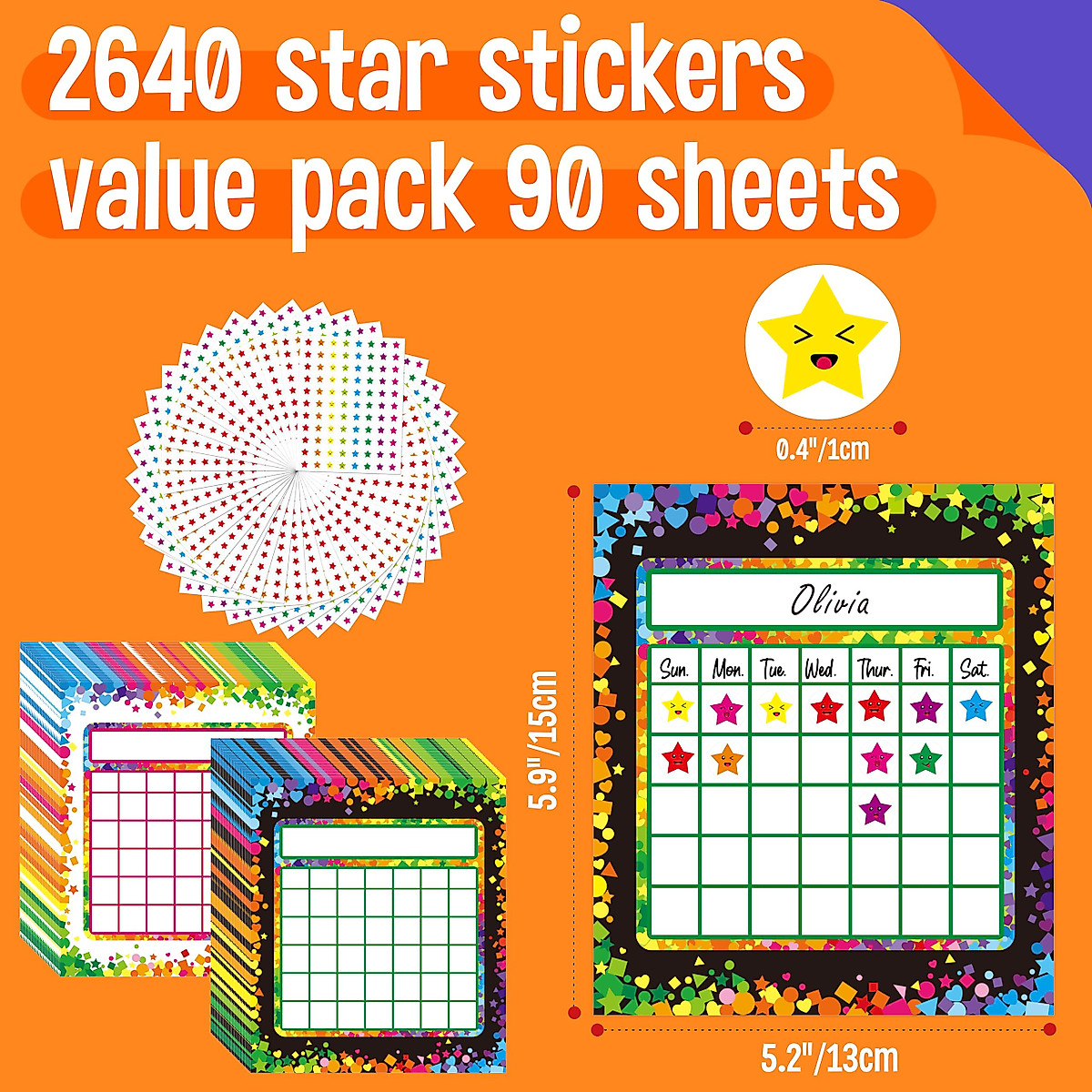 66 Pack Classroom Incentive Chart in 2 Designs with 2024 Star Stickers for Classroom Teaching or Family Using