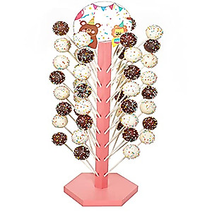 Webake Cake Pop Stand, 48 Holes Wood Lollipop Tree Holder Display Stand Wooden Sucker Cake Pop Drying Stand for Wedding Birthday Baby Shower Parties