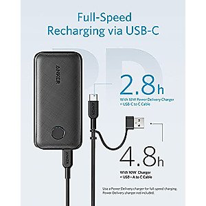 Anker Portable Charger, 10000mAh Power Bank with USB-C Power Delivery (25W), PowerCore 10000 Redux for iPhone 13/12/11 / Mini/Pro/Pro Max/XR/XS, Samsung S21 / S20, Pixel 4 / 4XL, iPad Mini, and More