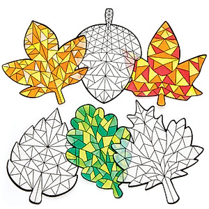 Baker Ross AR646 Autumn Color in Window Decorations - Pack of 12, Suncatcher Stained Glass Effect for Children to Make and Display