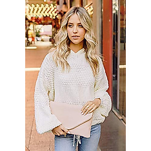 FashionPuzzle Large Envelope Clutch Bag with Chain Strap (Nude)