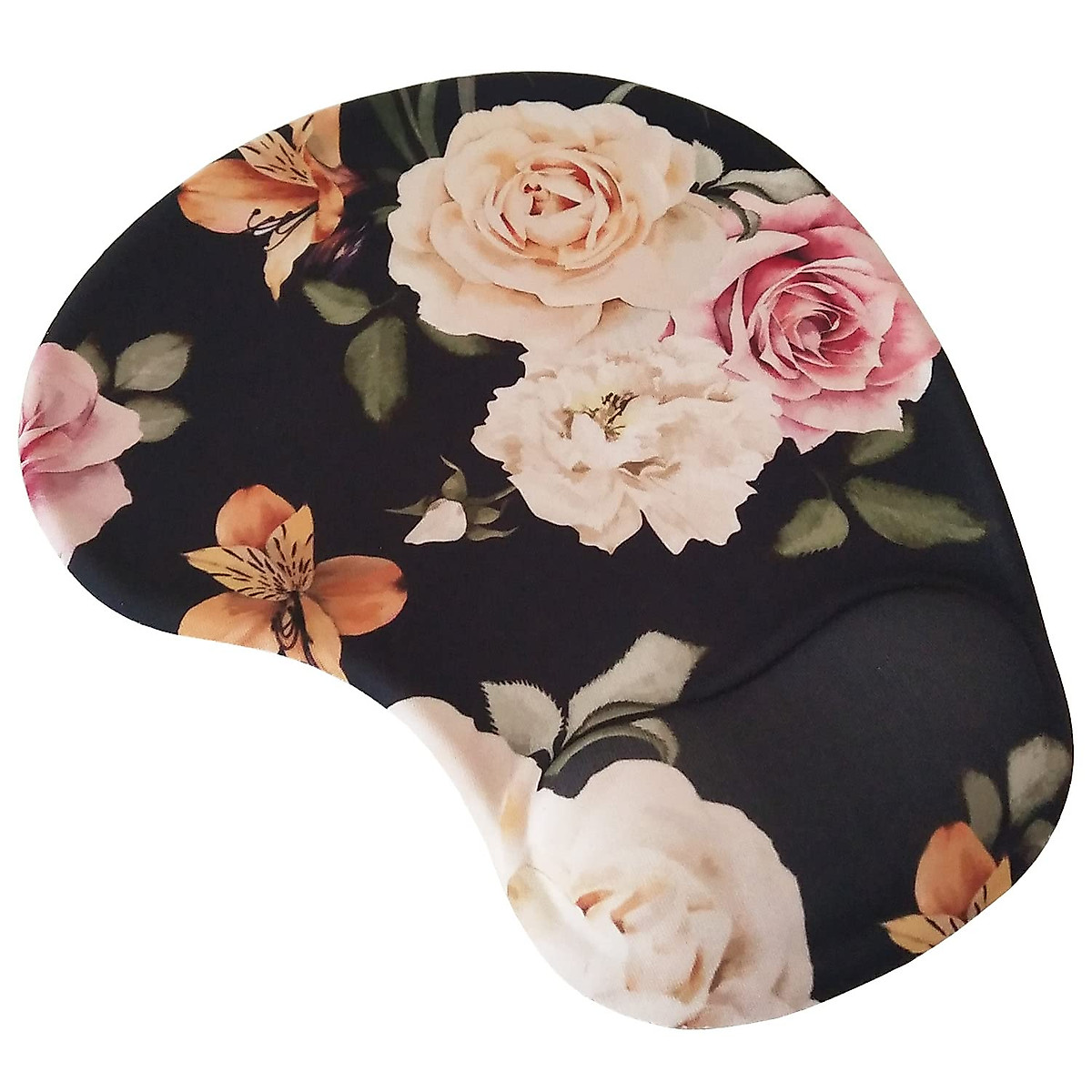 Floral Aesthetic Portable Mouse Pad Computer Sublimation Mouse Pads Small 3D Gel Mouse Pad with Wrist Support Black