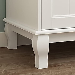 ECACAD Wide Wardrobe Armoire with 4 Doors, Shelves, 2 Drawers, 2 Hanging Rods and 7 Compartments, Wooden Closet Storage Cabinet for Bedroom, White (63”W x 18.9”D x 71.3”H)