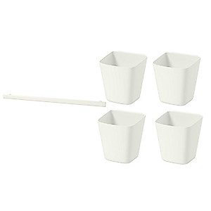 SUNNERSTA Container, white, Set of 4 with Rail Hanger