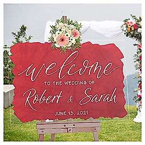 SPEEDYORDERS Personalized Acrylic Wedding Sign - Custom Welcome to Our Wedding Acrylic Sign - Painted Look Modern Acrylic Design with Personalized Name and Date