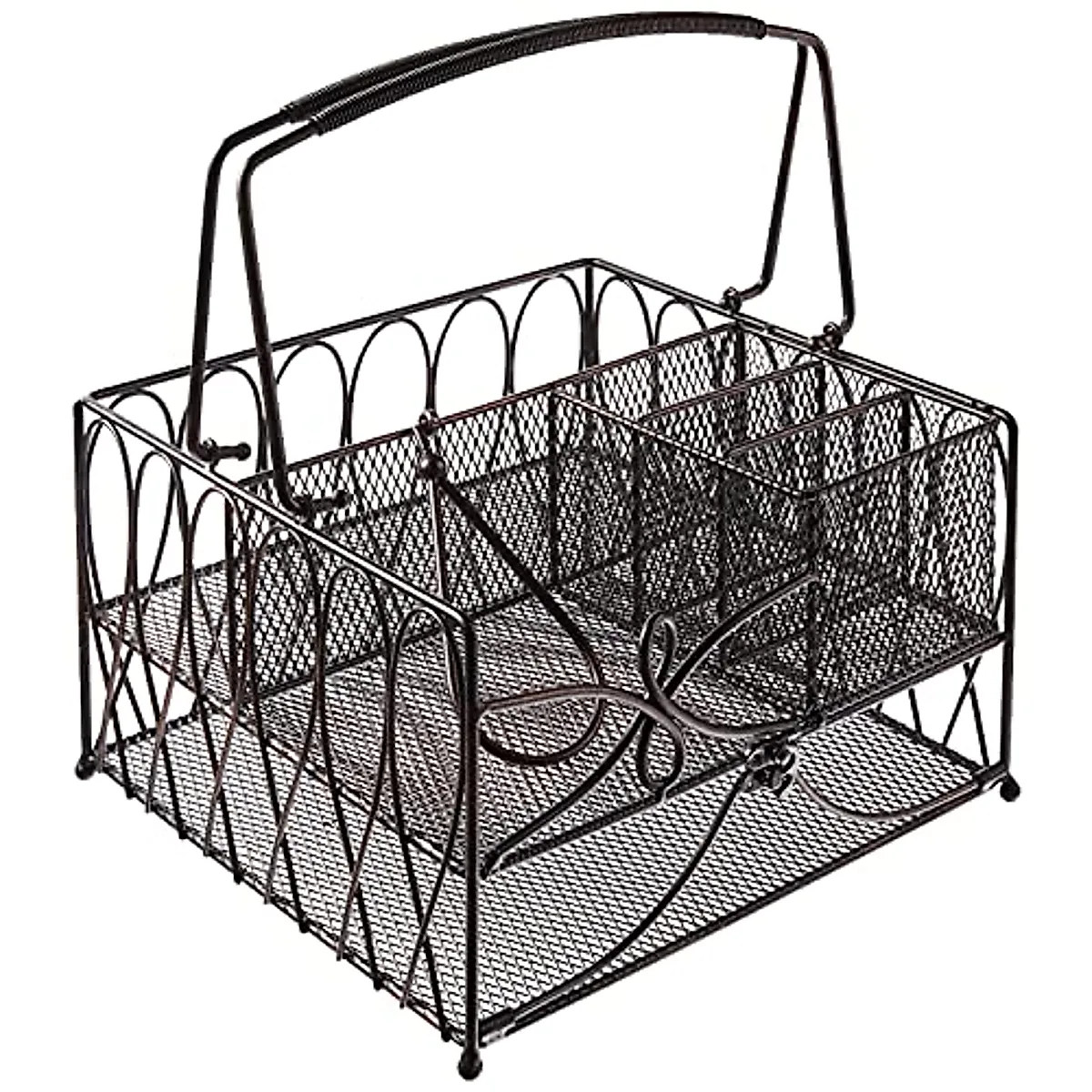 Gourmet Basics by Mikasa Loop Picnic Plate Napkin and Flatware Storage Caddy, Large, Antique Black