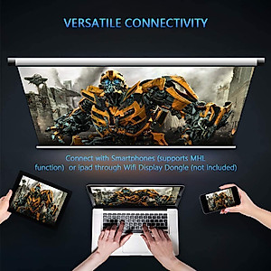 JIFAR HD Projector with WiFi and Bluetooth, 5G WiFi Native 1080P 12000L Outdoor Projector Support 4K 450" Display, Mini Portable Movie Projector, for PPT, Dolby, TV, VGA, Laptop, iOS & Android Phone