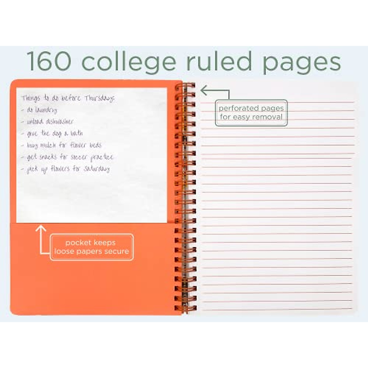 Steel Mill & Co Cute Mini Spiral Notebook, 8.25" x 6.25" Journal with Durable Hardcover and 160 Lined Pages, Orange Floral