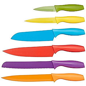 Amazon Basics 12-Piece Color-Coded Kitchen Knife Set, 6 Knives with 6 Blade Guards
