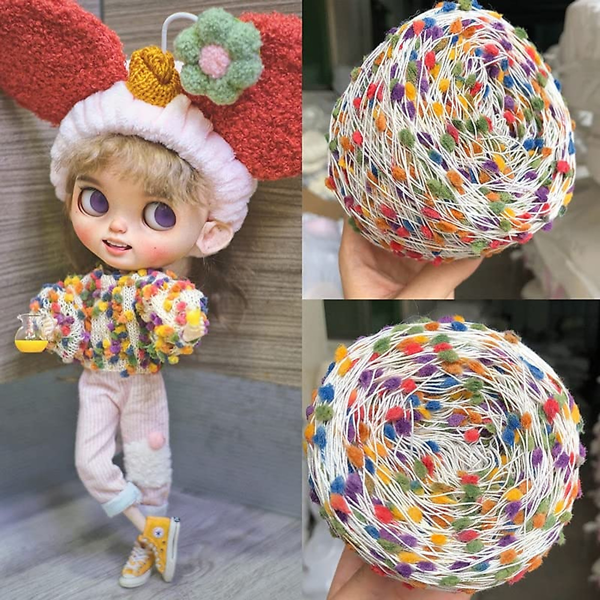 50g/Ball Polyester Yarn with Colorful Dots Baby Knitting Wool Thread for Crocheting Cotton Wool Crochet Needles Yarns for Scarf (Color : E)