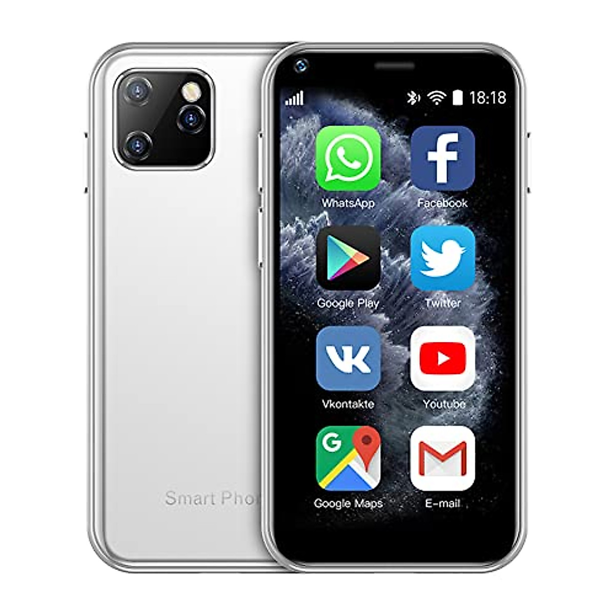 Hipipooo Super Small Mini Smartphone 3G Dual SIM Mobile Phone 1GB RAM 8GB ROM Android 6.0 Unlocked Kids Phone Child Pocket Cellphone (White)