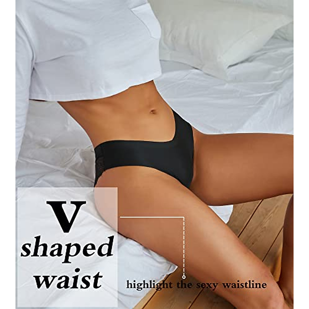 Sth Big Sexy Cheeky Underwear for Women Lace Bikini Panties Ladies No Show Hipster V-Waist Multi-Pack