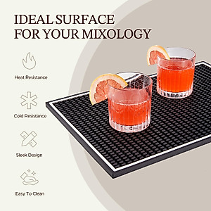 KITESSENSU Heavy Duty Bar Mat - Durable Rubber Bar Mat for Countertop & Home Bar - Large Size Bar Drink Mat for Bartending, Glass Drying & Spill Proof - 18" x 12" x 0.4"