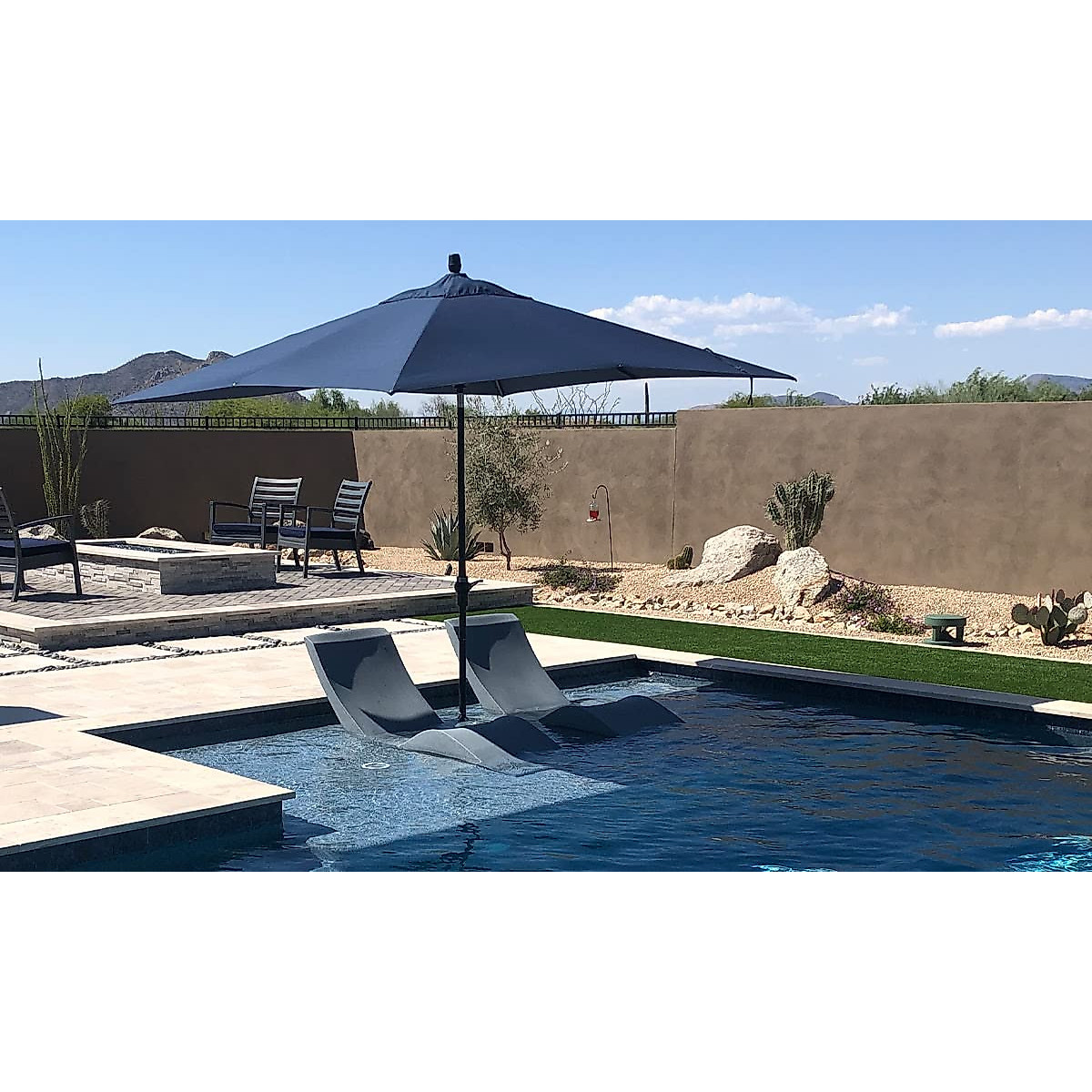 Aqua Outdoors - in-Pool Chaise Lounger - Pool & Sun Shelf Lounge Chair - Designed for Water Depths Up to 9” - Compatible with All Pool Types - Poolside & Sun Deck Tanning - Set of 2 - Gray Granite