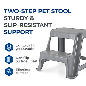 Gracious Living 16-Inch Tall Plastic 2 Step Stool, Portable Dual Step Ladder Foot Stool for Kitchen, Bathroom, Bedroom, and Garage, Gray (4 Pack)