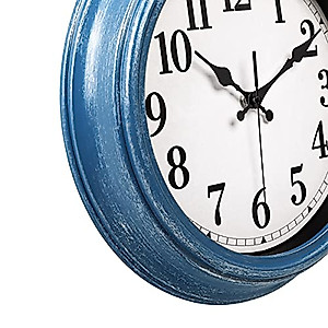 JENLYSTIME 12 Inch Retro Wall Clock Silent Non Ticking Battery Operated Movement Easy to Read Wall Clocks Decorate for Bedroom Living Room Kitchen Office(Blue)