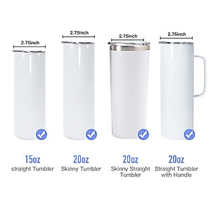 AGH 4PCS Splash Proof Lids & Silicone Bottoms for Sublimation Tumblers 20 oz Skinny Straight, 2.7 Inch Tumbler Replacement Splash Resistant Lids Covers, 2.2 Inch Protective Anti-Slip Rubber Coaster