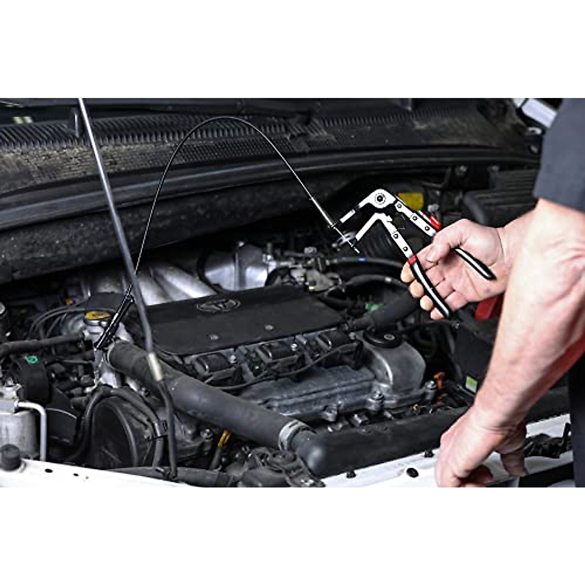 ARES 71102 - Flexible Hose Clamp Plier - 24-Inch Heavy Duty Cable Flexes for Use in Any Position - Works on 18mm-54mm Hose Clamps