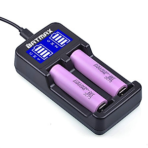 Batmax LCD Universal Intelligent USB Dual Battery Charger for Li-ion/Ni-MH/Ni-Cd 18490 18350 17670 17500 16340(RCR123) 14500 A AA AAA AAAA Rechargeable Batteries