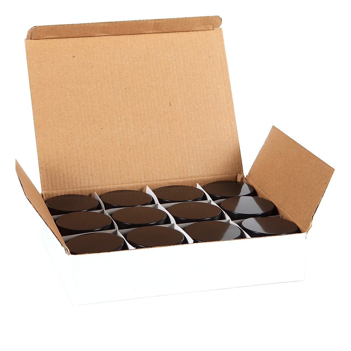 Vivaplex, 12, Cobalt Blue, 1 oz, Round Glass Jars, with Inner Liners and black Lids