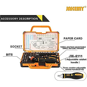 Household Ratchet Screwdriver Set, JAKEMY Precision Screwdriver Repair Tool Kit with 65 Magnetic Screw Driver Bits for Furniture Disassembling, Bike, Car, Computer Assembly, Electronic Devices
