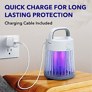 BuzzBGone Mosquito Zapper Rechargeable Indoor - Portable Electric Mosquitoes and Flying Insect Trap Light | High Powered Wireless Killer Lamp | Must Haves for Kitchen, Camping, Room, Home