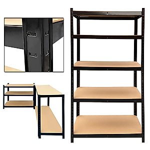 AUTOFU 5-Tier Metal Shelving Unit 59" H x 28" W x 12" D Heavy Duty Adjustable Storage Rack Metal Shelves, 1653 lbs Load Capacity (Total), for Garage, Basement, Warehouse, Kitchen