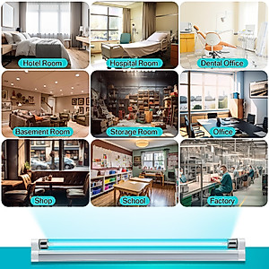 Qualirey UV Light with Ozone, Double Germicidal, 110V UVC Germicidal Lamp with ON/Off Switch Cord and Plug, 254nm Wavelength UVC Light with Connector and Screw Tools for Closet Shoe Cabinet(6 W)