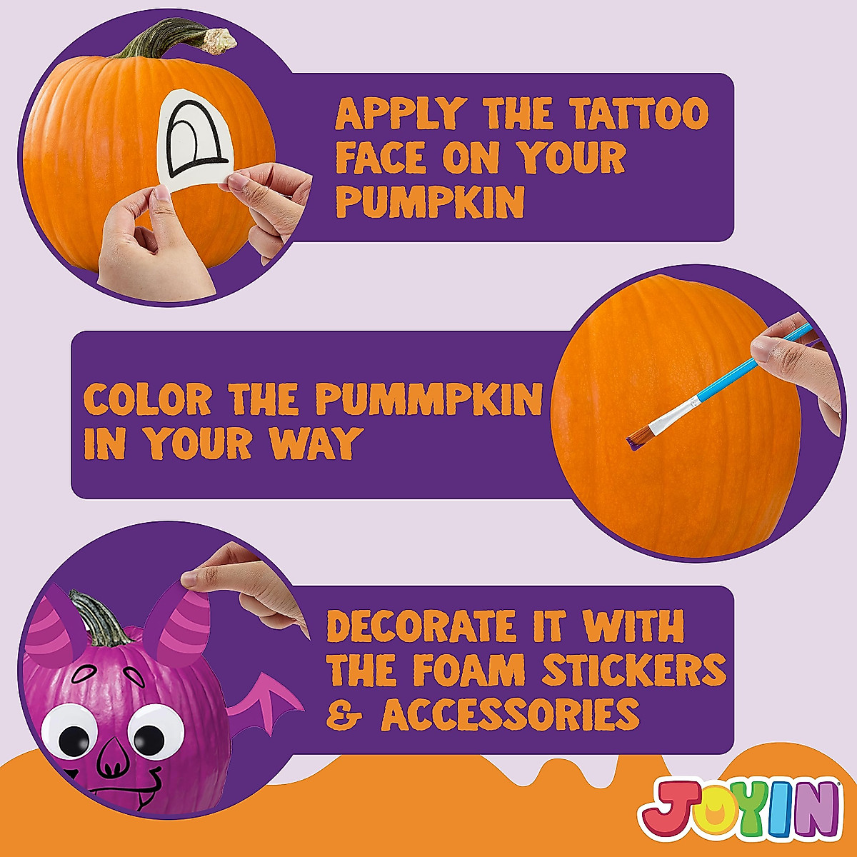 Klever Kits Halloween Arts and Craft Pumpkin Painting Kit, Party Favors for Kids, Halloween Pumpkin Decorating Kit for Party Supplies, Halloween Party Decor DIY Coloring Activities School Party Games