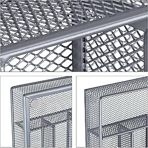 titivate Kitchen Cutlery Tray with 5 Compartments Storage, Utensil Drawer Organizer Mesh Flatware Silverware Holder for Forks/Knives/Spoons (Silver 2 Pack)